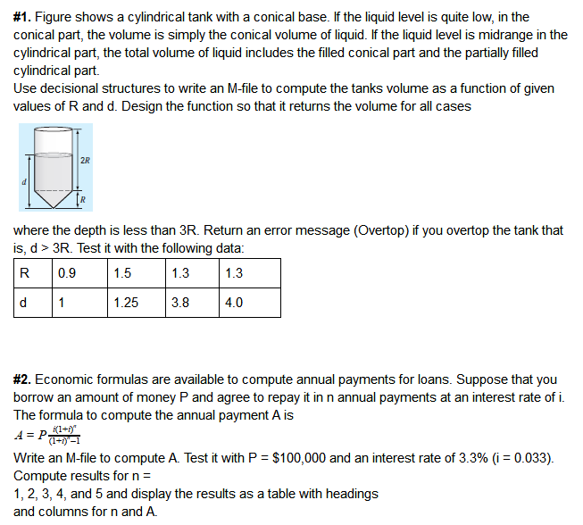 Solved #1. Figure shows a cylindrical tank with a conical | Chegg.com