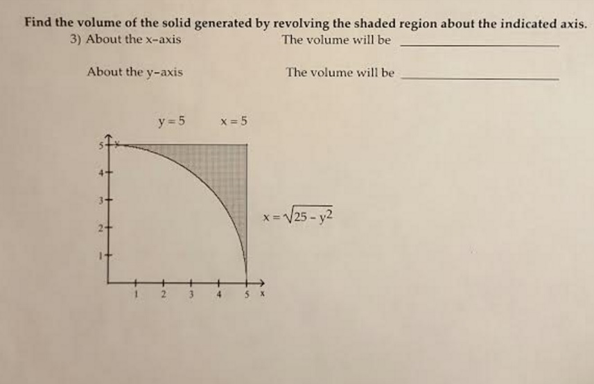Solved Find the volume of the solid generated by revolving | Chegg.com