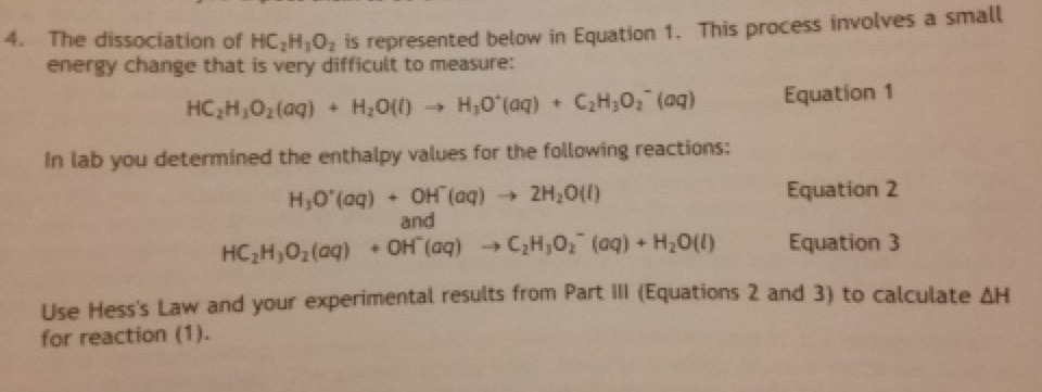 Solved The dissociation of HC_2H_3O_2 is represented below | Chegg.com