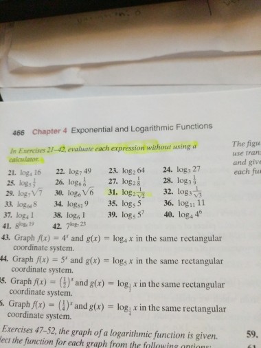 Solved 466 Chapter 4 Exponential and Logarithmic Functions | Chegg.com