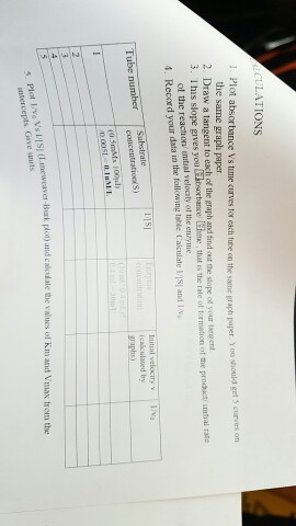 1- plot absorbance Vs time curves for each tube on | Chegg.com