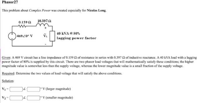 Solved This problem about Complex Power was created | Chegg.com