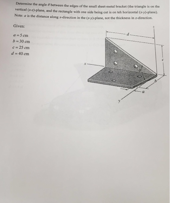 Solved Determine the angle theta between the edges of the | Chegg.com