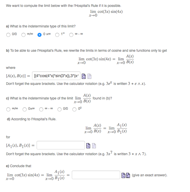 Solved We want to compute the limit below with the | Chegg.com