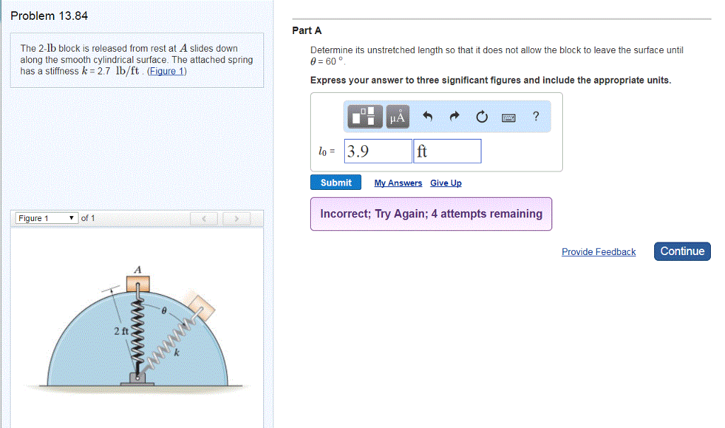 Solved Problem 13.84 Part A The 2-lb block is released from | Chegg.com
