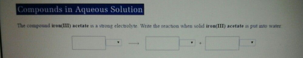 Solved Compounds in Aqueous Solution The compound iron(III) | Chegg.com