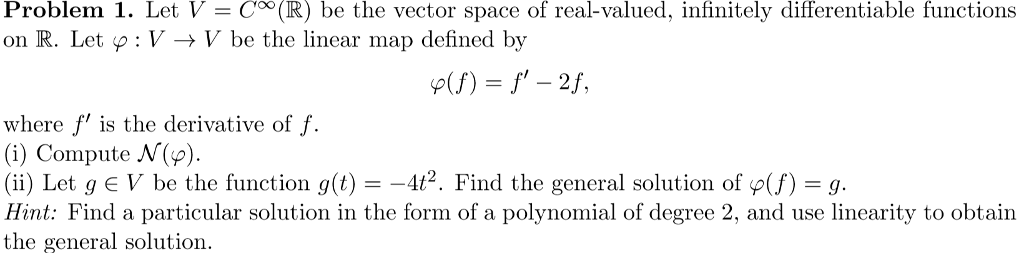 Solved Problem 1 Let V Coo R Be The Vector Space Of