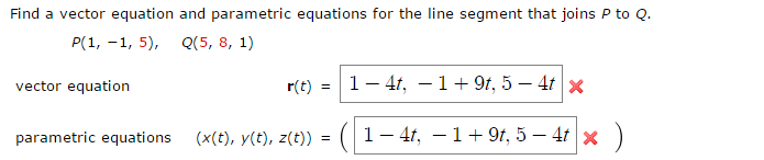 Solved Find a vector equation and parametric equations for | Chegg.com