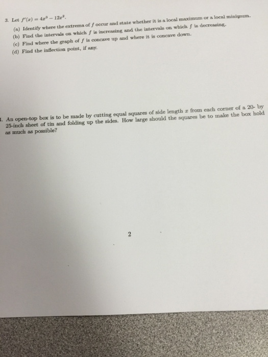 Solved Let f(x) = 4x^3 - 12x^2 Identify where the extreme | Chegg.com