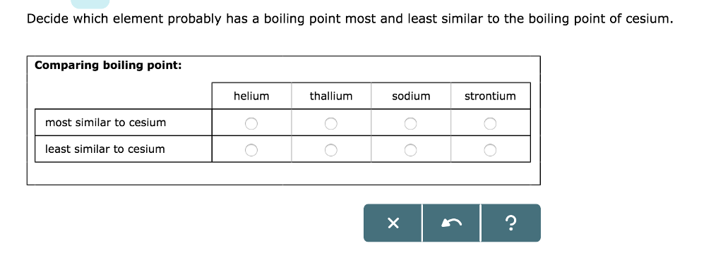 Solved Decide which element probably has a boiling point | Chegg.com