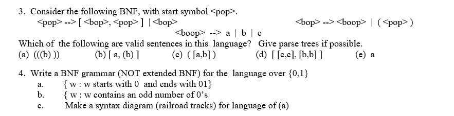 Solved Consider the following BNF, with start symbol . , ]| | Chegg.com