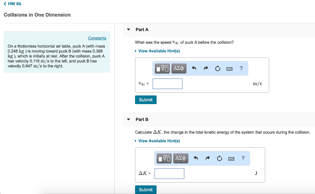 Solved Collisions in One Dimension Part A Constants What | Chegg.com