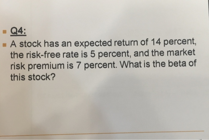 Solved A stock has an expected return of 14 percent, the | Chegg.com