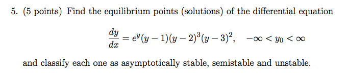 Solved Find the equilibrium points (solutions) of the | Chegg.com