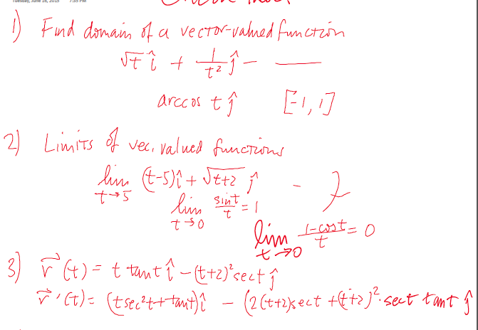 Solved 1) Find domain of vector valued function 2) Limits of | Chegg.com