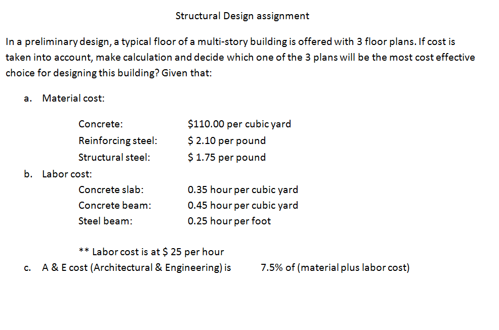 Solved In a preliminary design, a typical floor of a | Chegg.com