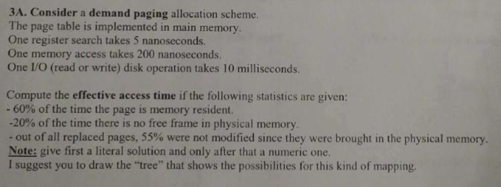 Solved 3A. Consider a demand paging allocation scheme. The | Chegg.com