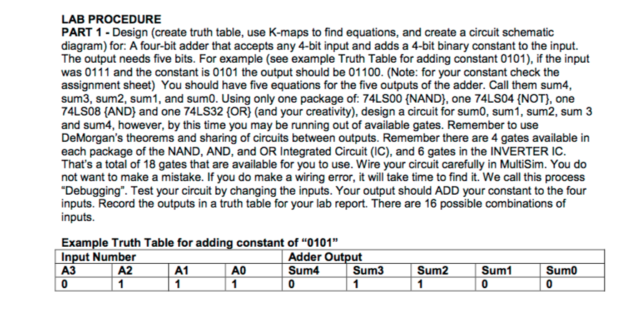 Solved LAB #3: ADDERS and COMPARATORS using 3 types of | Chegg.com
