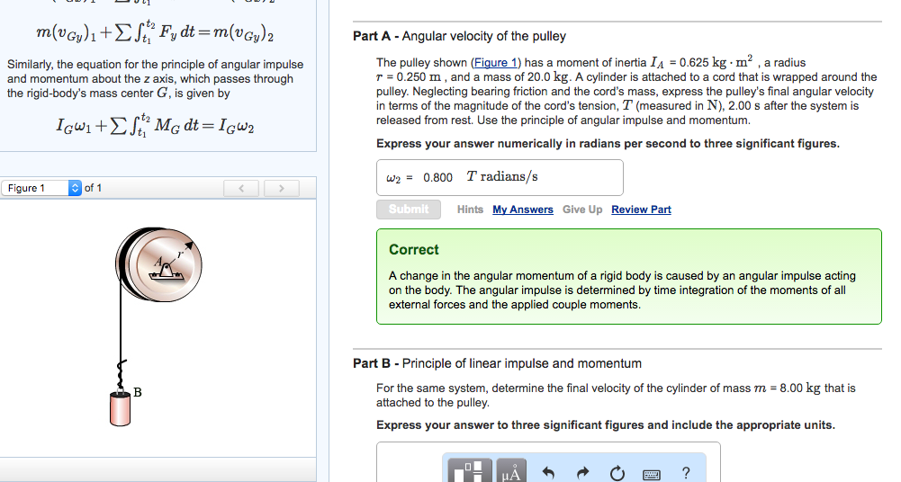 Solved m(upsilon_Gy)_1 + sigma integral^t_2_t_1 F_y dt = m | Chegg.com