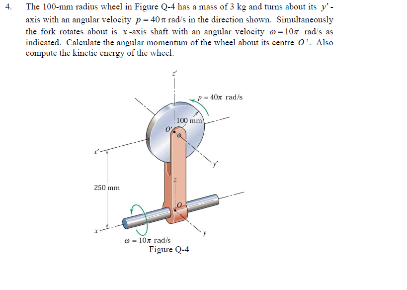 Solved The 100-mm radius wheel in Figure Q-4 has a mass of 3 | Chegg.com