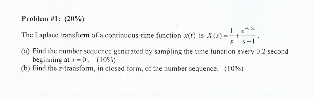 Solved The Laplace transform of a continuous-time function | Chegg.com