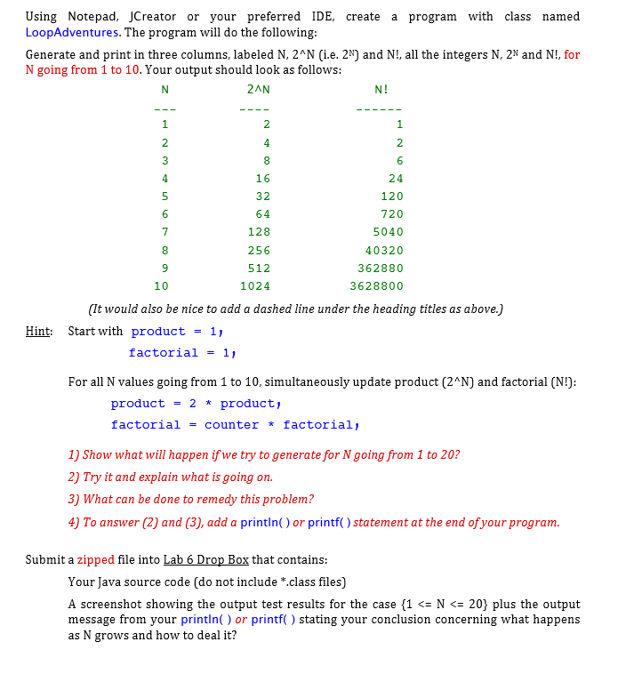Solved Using Notepad, JCreator or your preferred IDE, create | Chegg.com