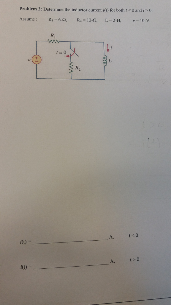 Solved Determine the inductor current i (t) for both t