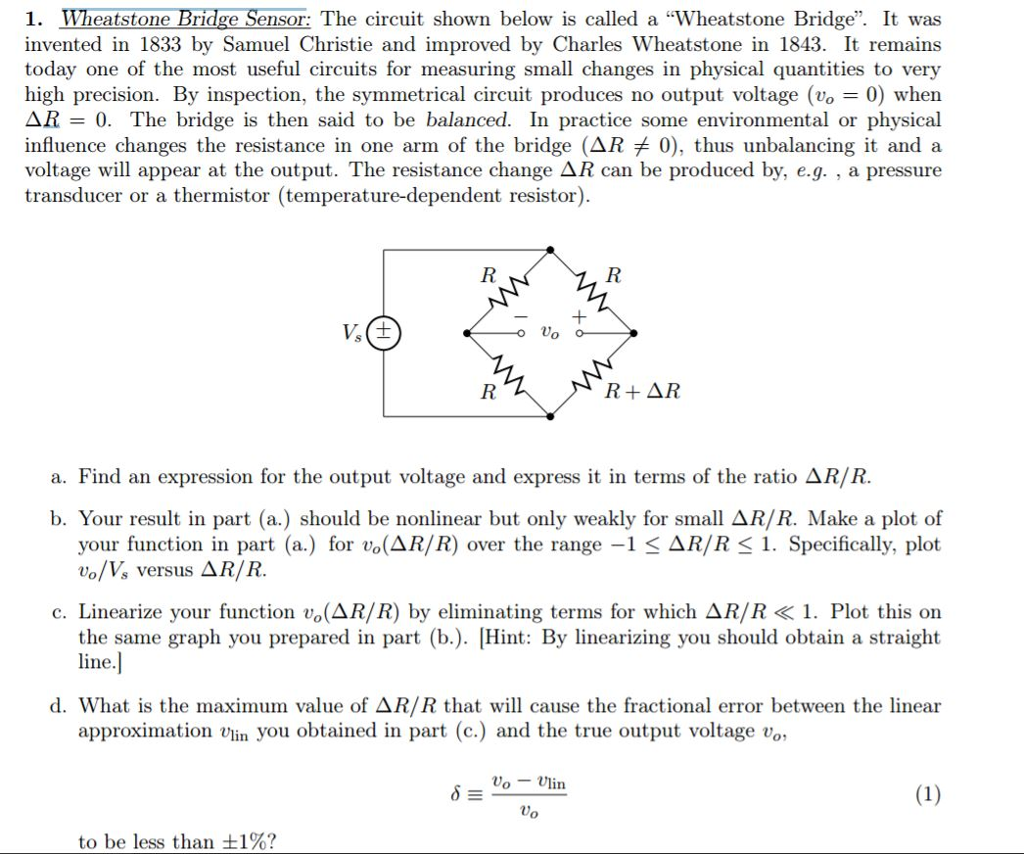 Solved The circuit shown below is called a "Wheatstone | Chegg.com