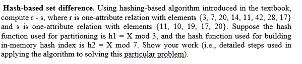 Hash-based set difference. Using hashing-based | Chegg.com