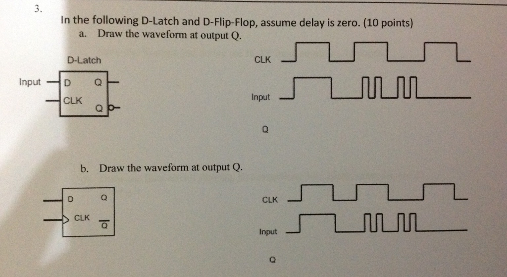 Solved 3. In the following D-Latch and D-Flip-Flop, assume | Chegg.com