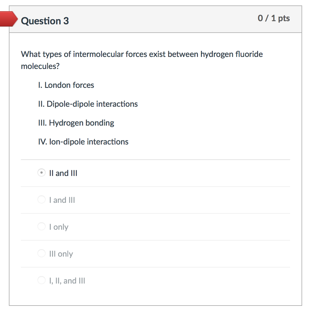 Solved What types of intermolecular forces exist between | Chegg.com