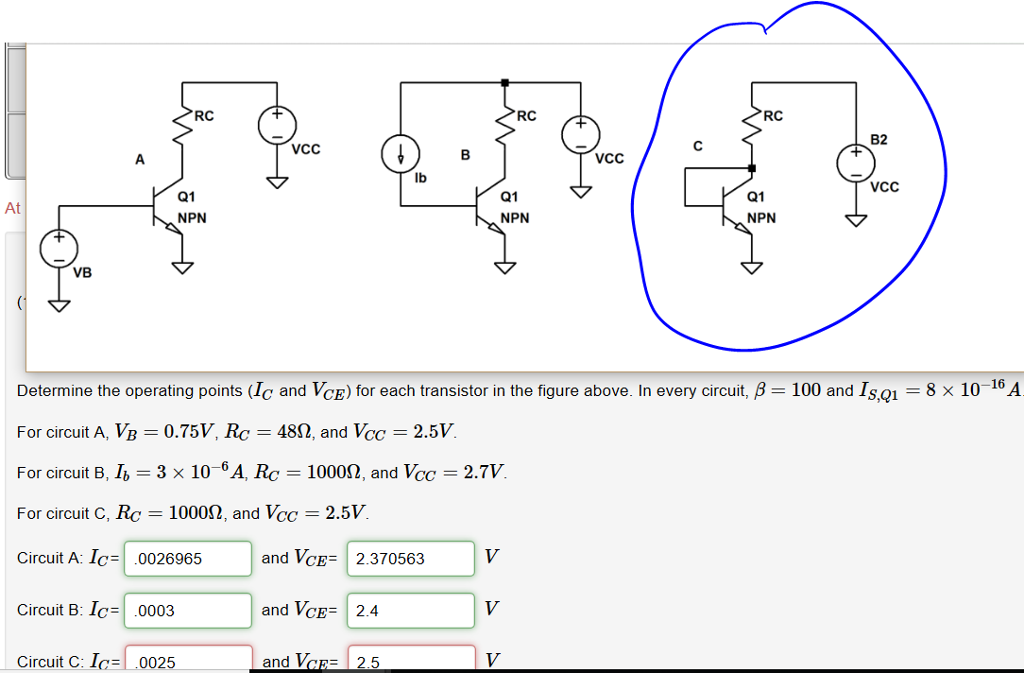 Solved RC RC RC B2 VCC VCC lb VCC Q1 NPN Q1 NPN Q1 NPN At VB | Chegg.com