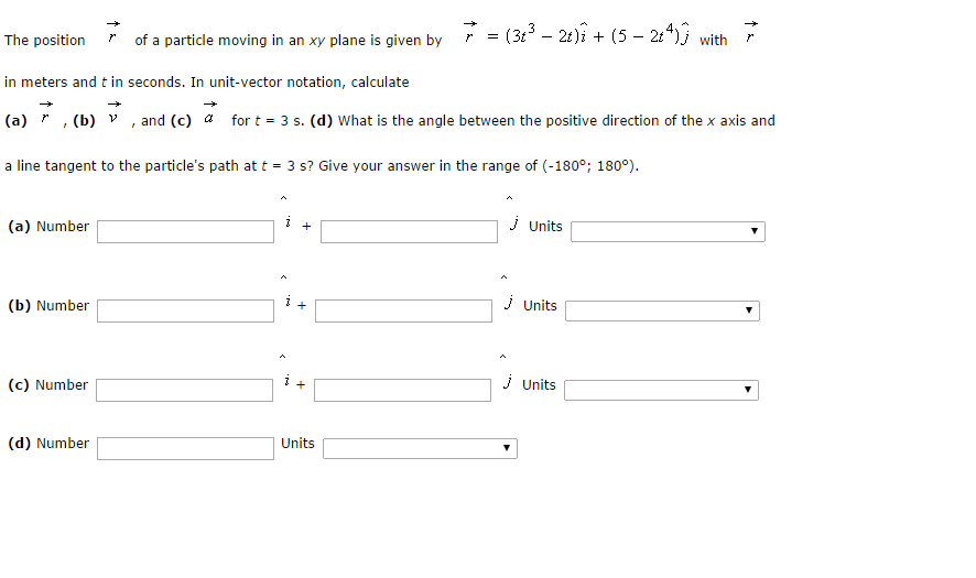 Solved The position of a particle moving in an xy plane is | Chegg.com