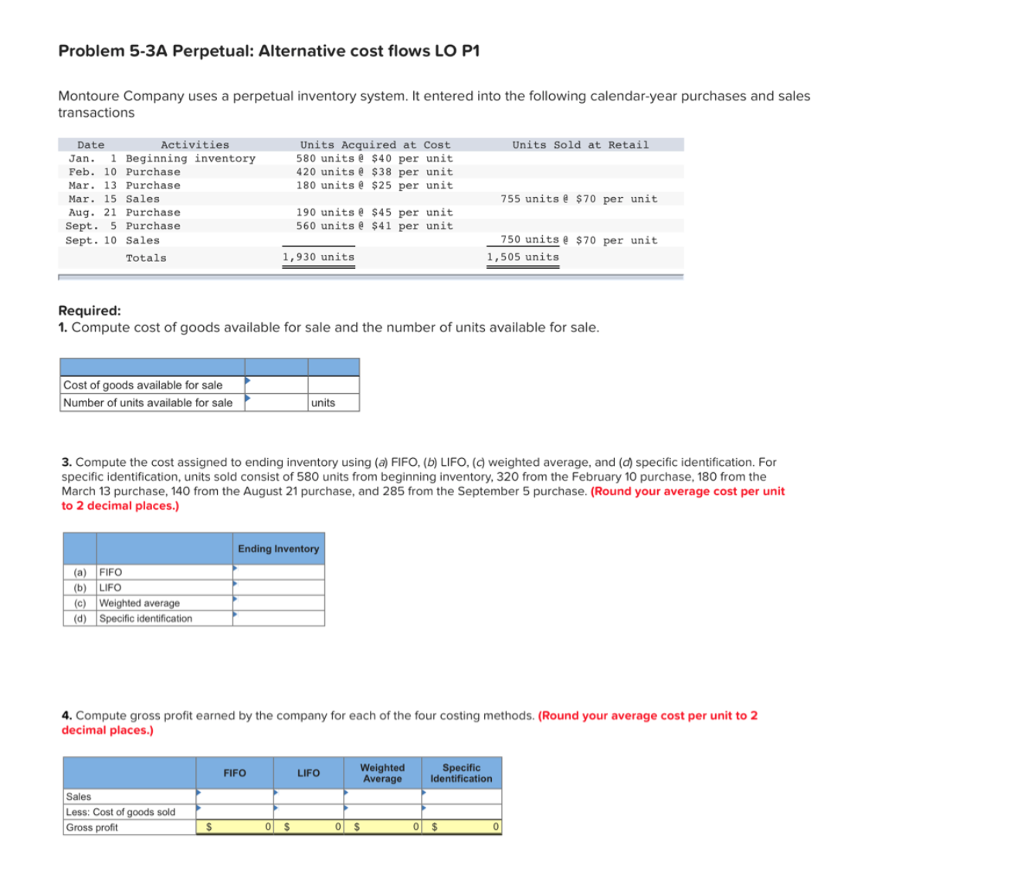 Solved Problem 5-3A Perpetual: Alternative cost flows LO P1 | Chegg.com