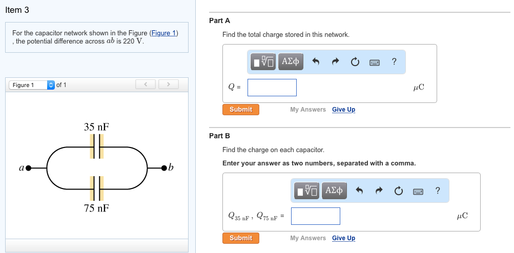 Solved Item 3 Part A For the capacitor network shown in the | Chegg.com