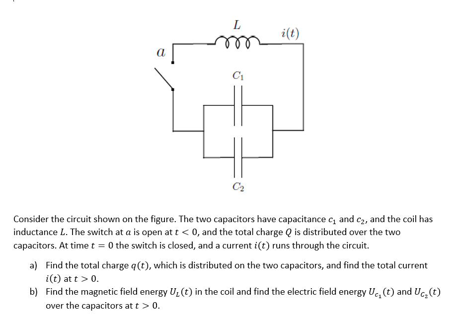 Solved i(t) C1 C2 Consider the circuit shown on the figure. | Chegg.com