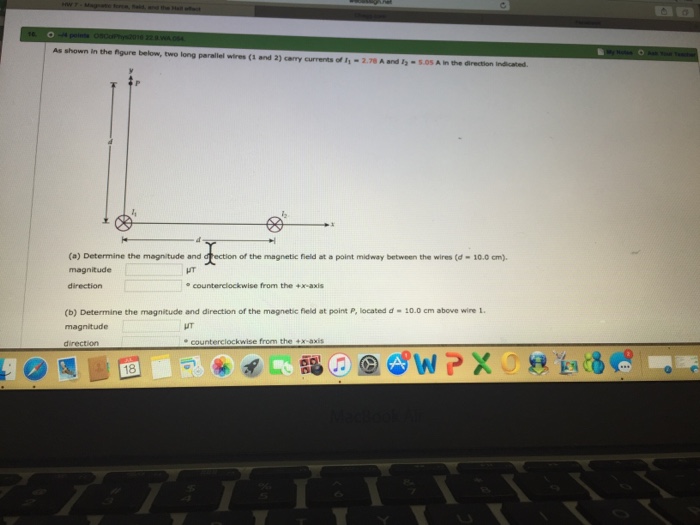 Solved As shown in the figure below, two long parallel wires | Chegg.com