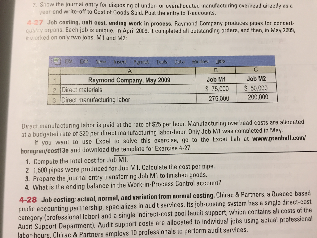 Solved Show the journal entry for disposing of under- or | Chegg.com