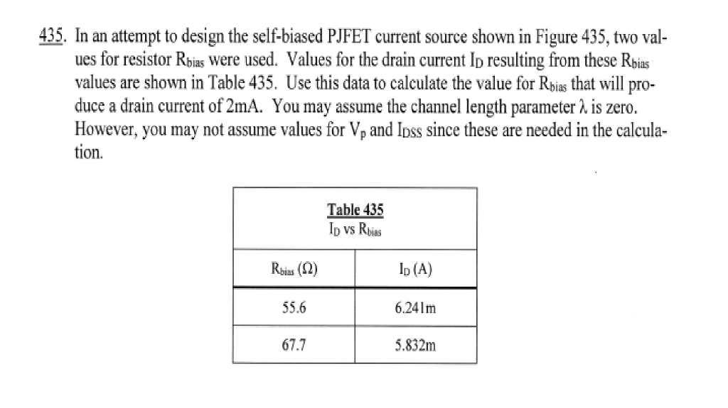 Solved 435. In an attempt to design the selfbiased PJFET | Chegg.com