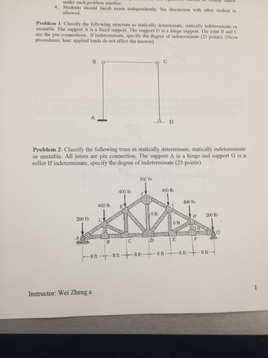 Solved Structural analysis : Please answer all questions | Chegg.com