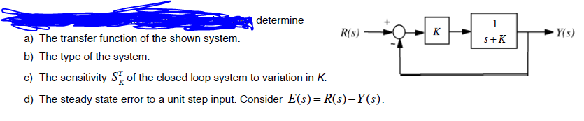 Solved determine a) The transfer function of the shown | Chegg.com