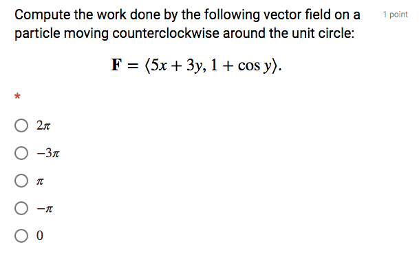 Solved Compute the work done by the following vector field | Chegg.com