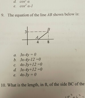 Solved The equation of the line AB shown below is: 3x - 4y | Chegg.com