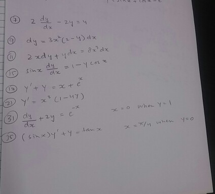 Solved 2 dy/dx - 2y = 4 dy = 3x^2(2 - y) dx 2 xdy + y dx = | Chegg.com