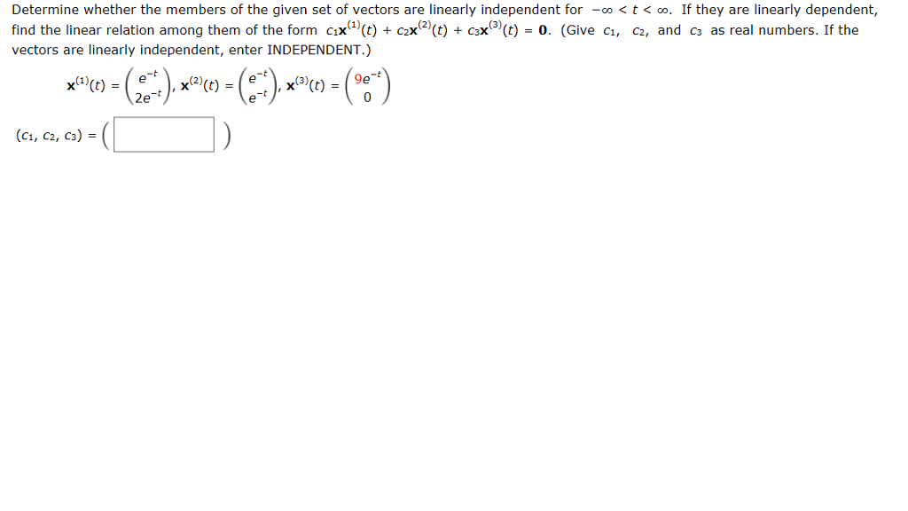 Solved Determine whether the members of the given set of | Chegg.com