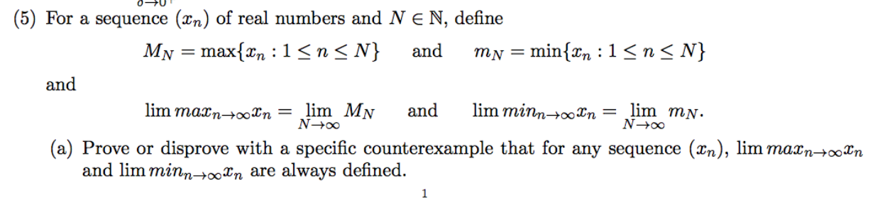 Solved (5) For a sequence (xn) of real numbers and N belongs | Chegg.com
