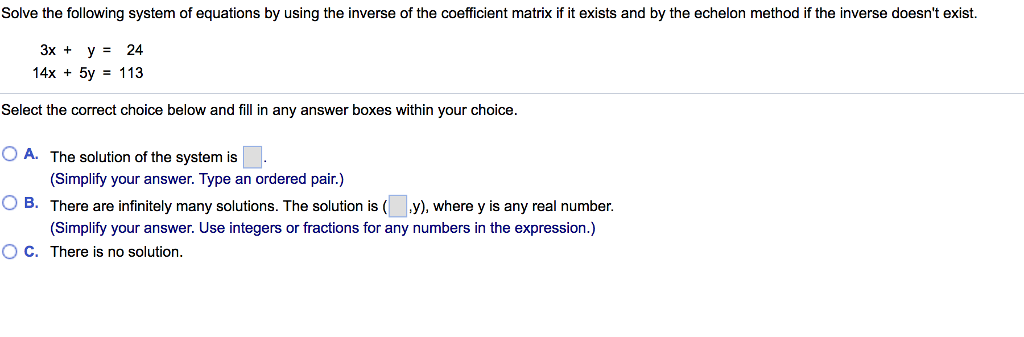 Solved Solve the following system of equations by using the | Chegg.com