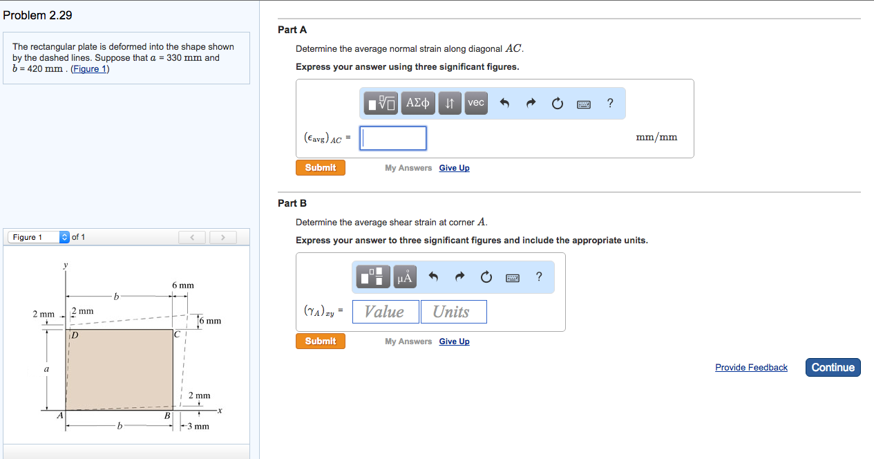 Solved Problem 2.29 The rectangular plate is deformed into | Chegg.com