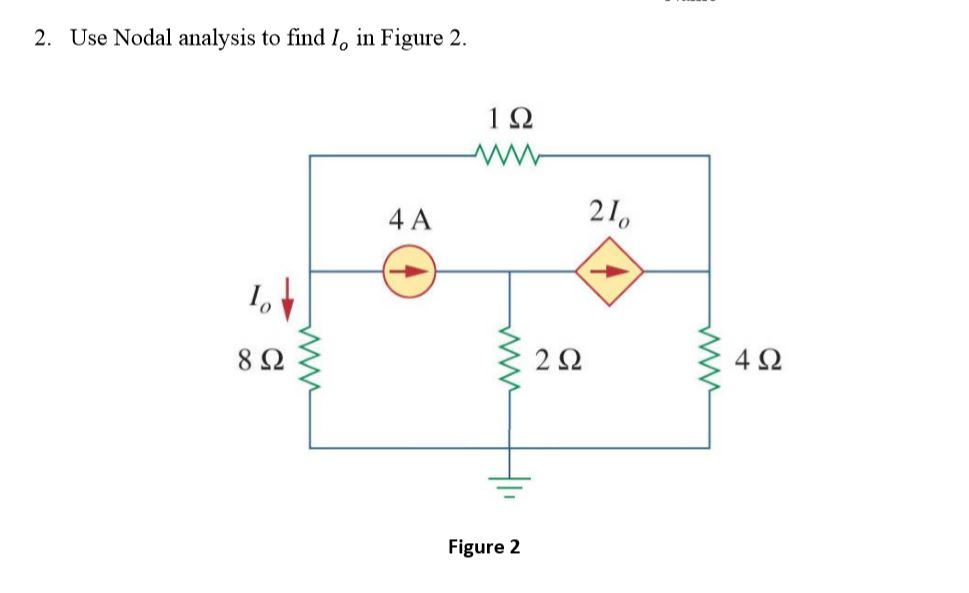 Solved 2. Use Nodal analysis to find Io in Figure 2 1(2 4 A | Chegg.com Solved 2. Use Nodal analysis to find Io in Figure 2 1(2 4 A | Chegg.com