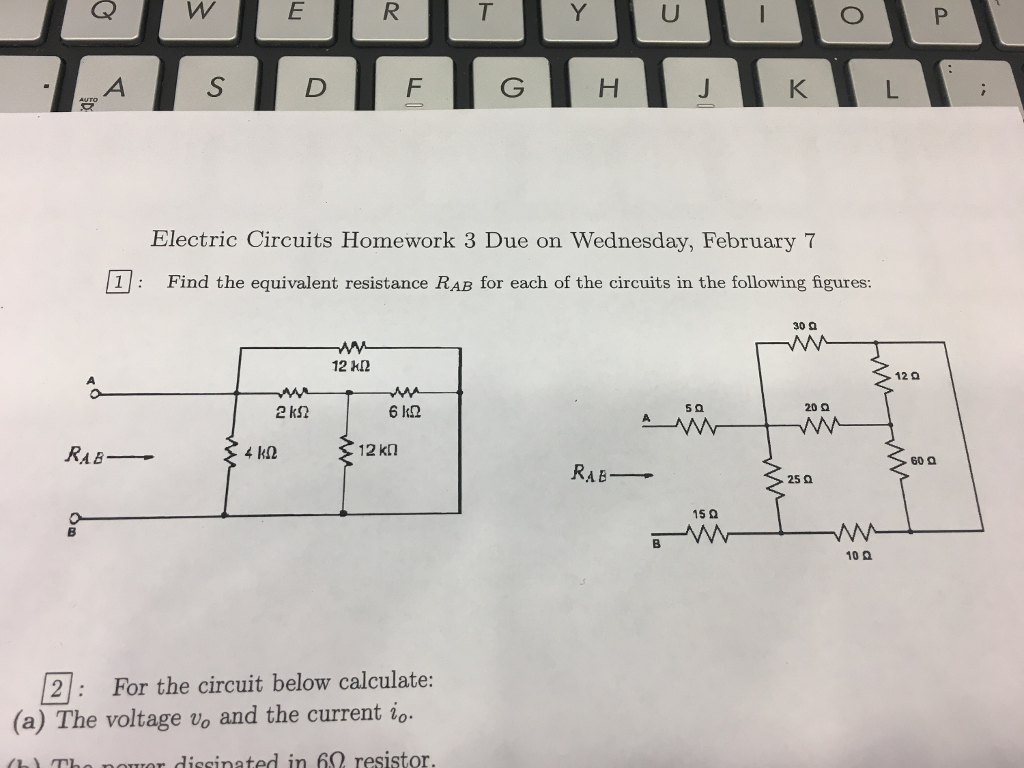 Solved Electric Circuits Homework 3 Due on Wednesday, | Chegg.com